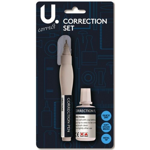 2Pc QUICK DRY WHITE CORRECTOR FLUID Out Bottle & Pen Correction Ink ...