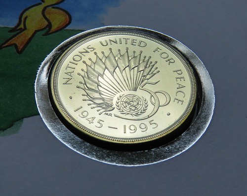 2 POUNDS 1995 BU 2£ RARE COIN STAMP COVER 25p 30p NATIONS UNITED FOR ...