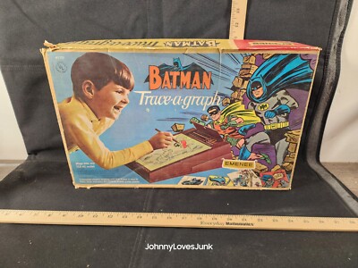 Vintage 60s Emenee Batman And Robin Trace-A-Graph OG Box And Stencils ...