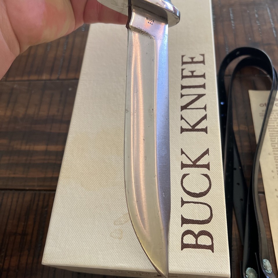 RARE 2 LINE INVERTED BUCK 122 NEMO KNIFE W/ SHEATH USED IN BOX With ...