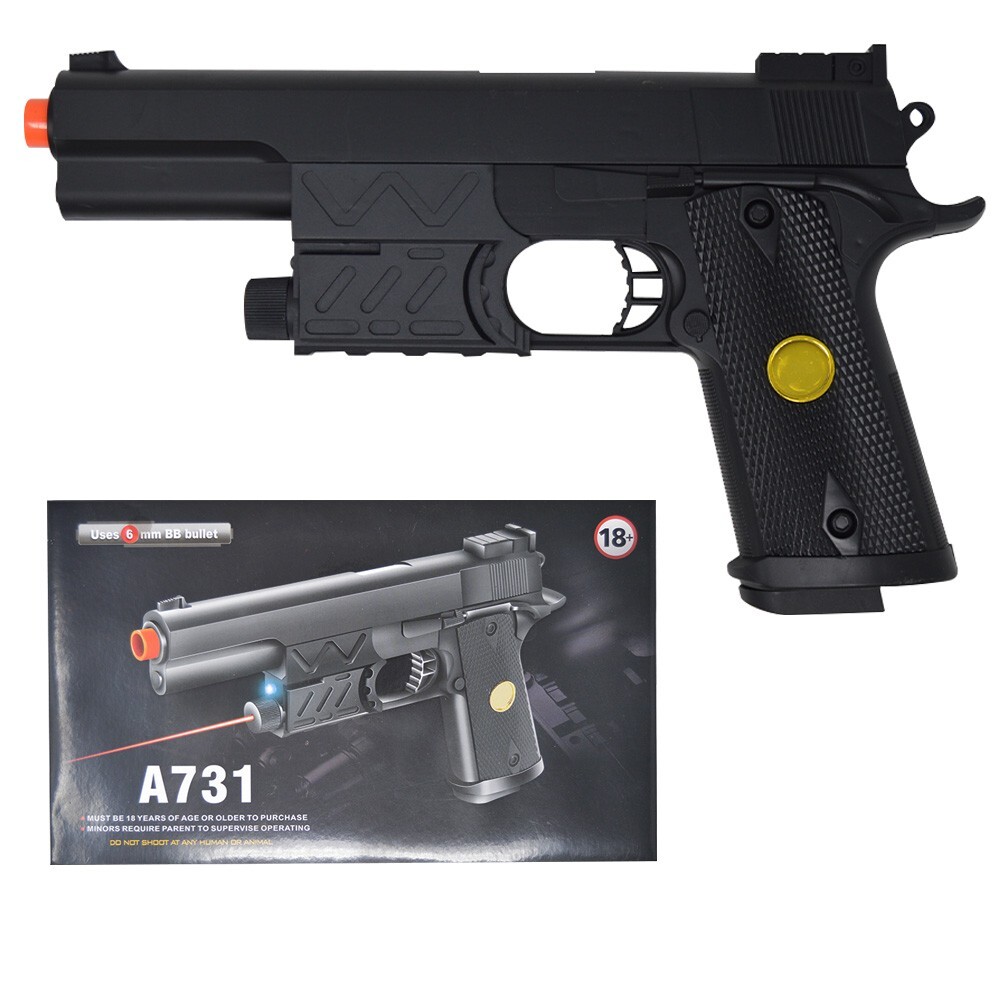 Airsoft 6mm BB Gun 1911 Double Eagle Plastic Spring Pistol 200 FPS ...