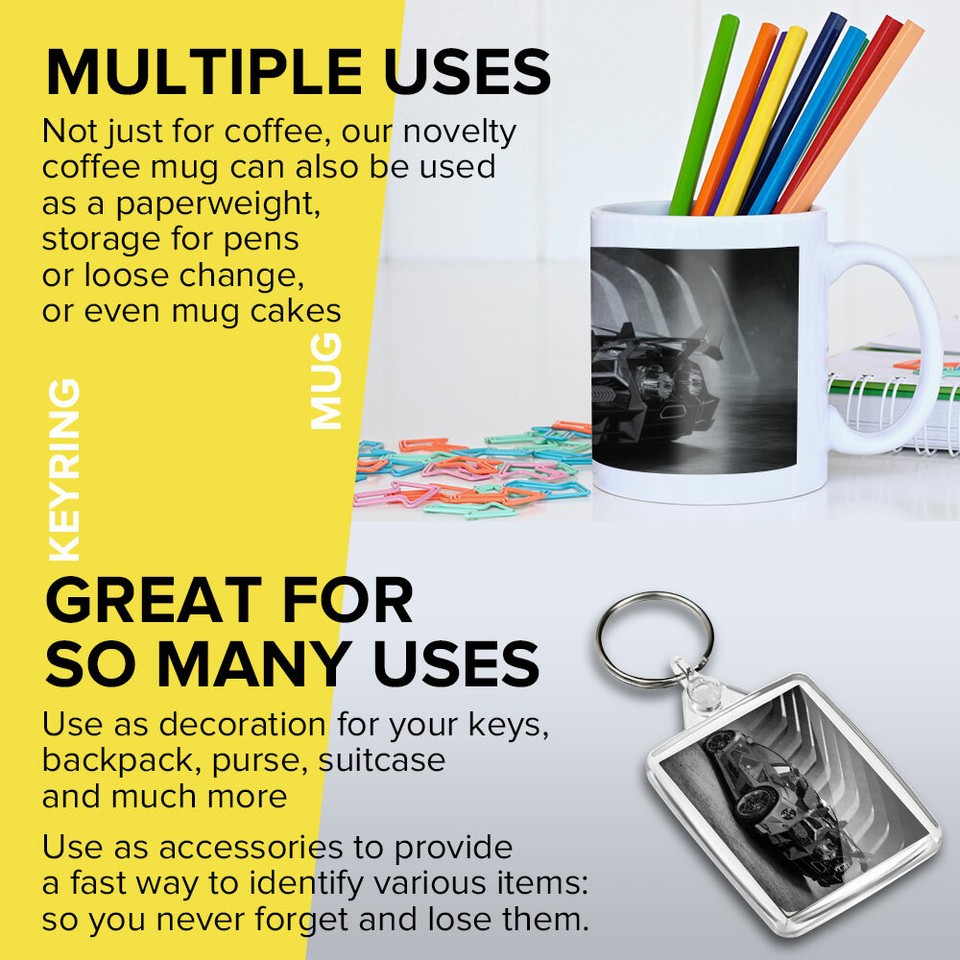 Mug & Square Keyring Set - BW - Concept Sports Car Supercar #36397 ...