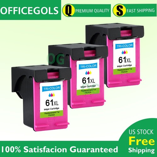3 PACK Color Ink for HP 61XL DeskJet 2540 2541 2542 2543 2544 2545 2547 ...