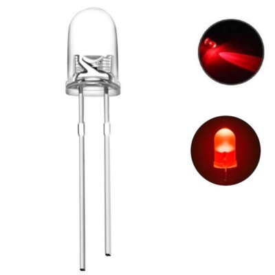 Clear Red LED 5mm T1-3/4 620-625nM Super Bright Transparent - 10x 25x ...