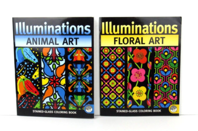 Mindware Illuminations Animal & Floral Art Stained Glass Coloring Books ...
