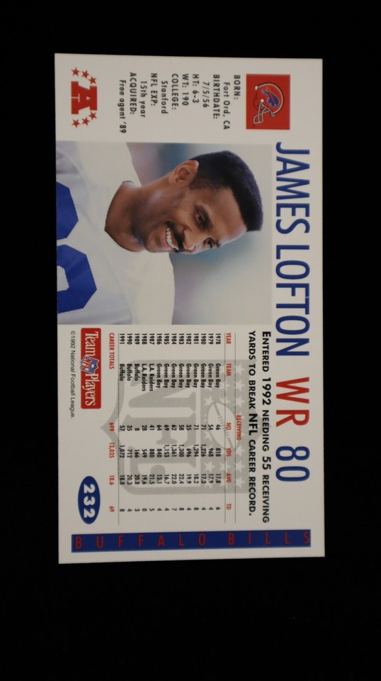1992 James Lofton Buffalo Bills GameDay Card #232 | eBay