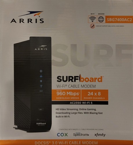 ARRIS SURFboard SBG7400 DOCSIS 3.1 Gigabit Cable Modem & AC2350 Dual ...