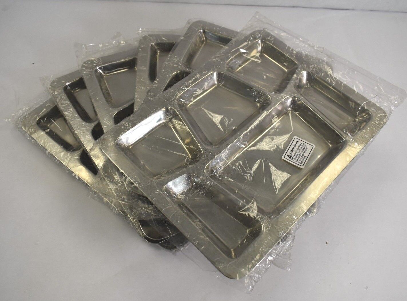 Winco SMT-2 6 Compartment Mess Tray Style B Stainless Steel Medium Lot ...