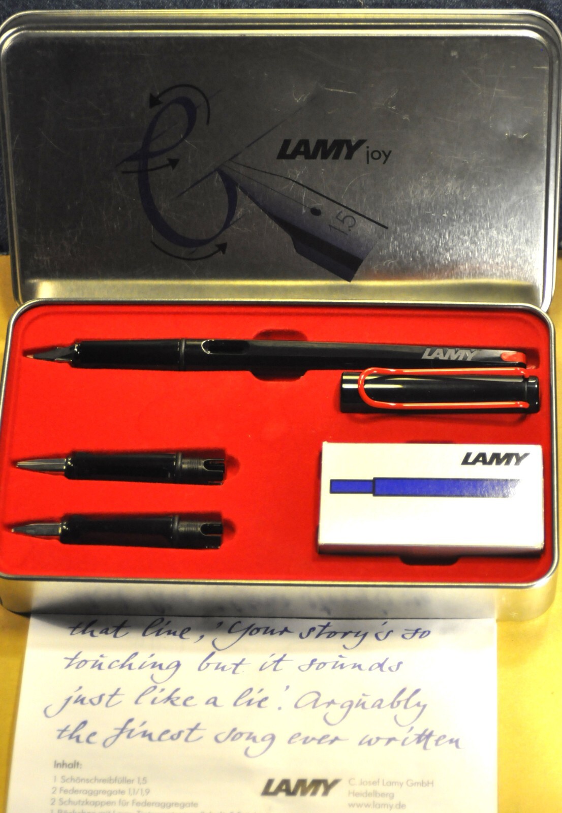 "Lamy" JOY L11 German c.2002's Black&Red Calligraphy Fountain Pen SET w ...