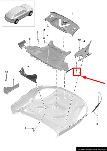 PORSCHE MACAN 95B Radiator Support Splash Shield Clip 95B805163A NEW ...