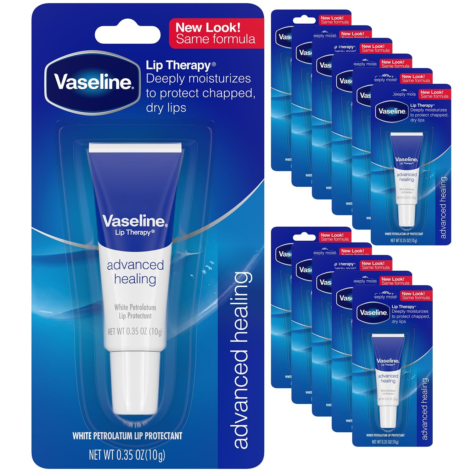 Vaseline Lip Therapy Balm Tube, Advanced 0.35 Ounce (Pack of 12), RED ...