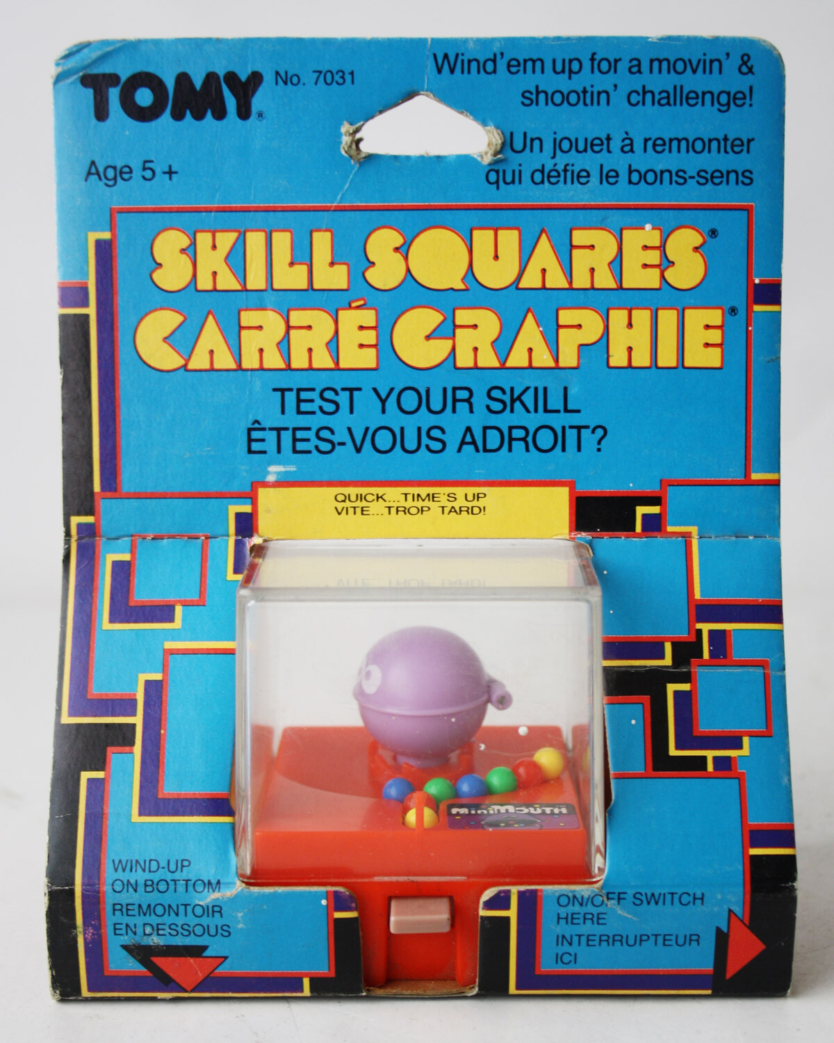 RARE VINTAGE 80'S TOMY SKILL SQUARES WIND UP MINI MOUTH GAME NEW NOT ...