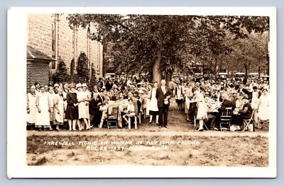 J90/ Muscoda Wisconsin RPPC Postcard c30s Farewell Picnic John Prucha ...