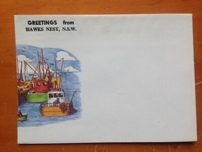 1970'S SOUVENIR ENVELOPE GREETINGS FROM HAWKS NEST NSW BOATS SCENE ...