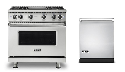 Viking 5 Series 36" Gas Range & Free Dishwasher - VGR5364GSS ...