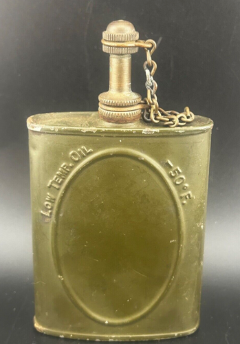 Vtg WWII US ARMY Military Gun Rifle Oiler LOW TEMP OIL FLASK/CAN w. Cap ...