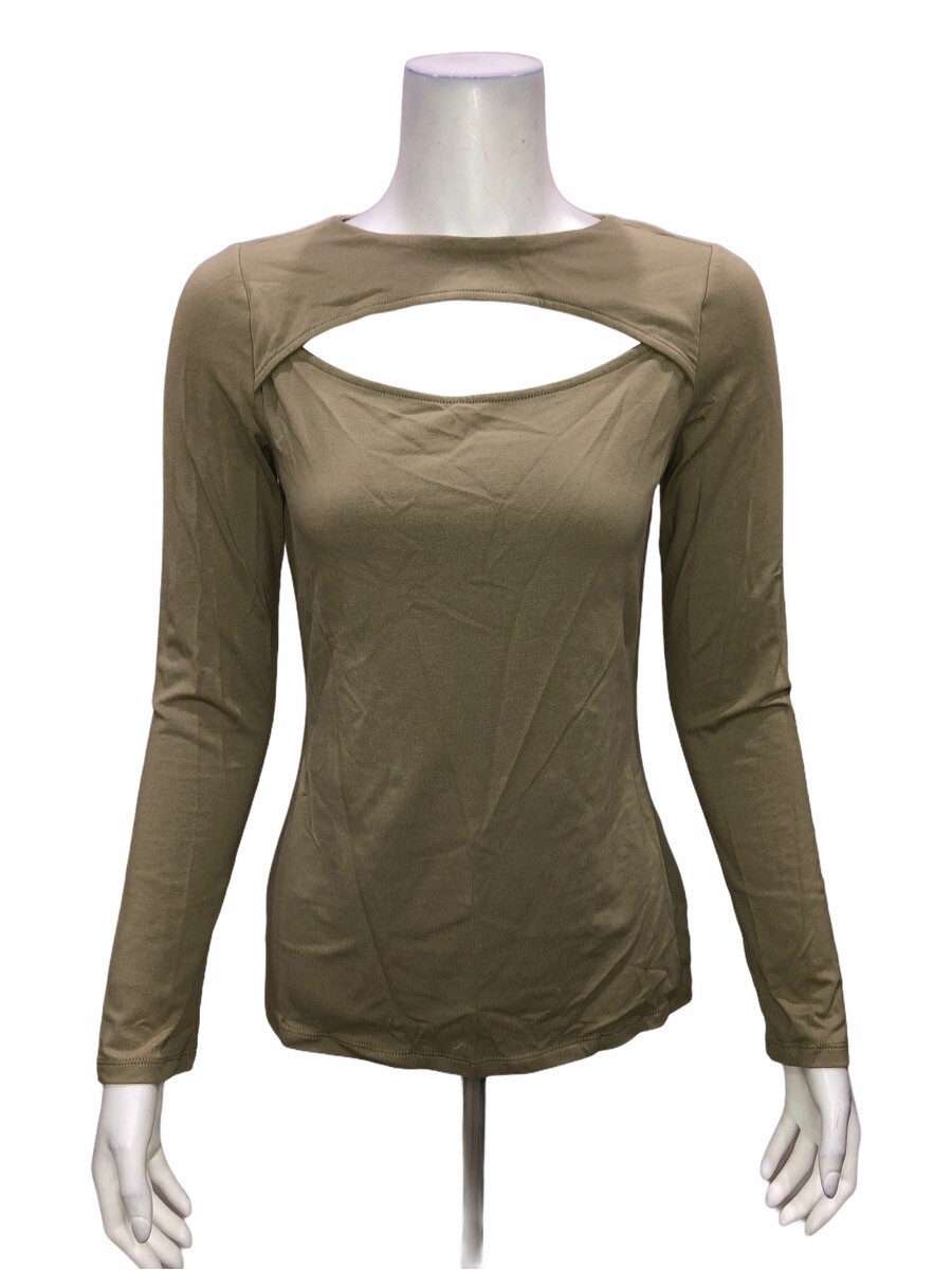 G.I.L.I. Women's Long Sleeves Open Keyhole Top Solid Olive XX-Small ...