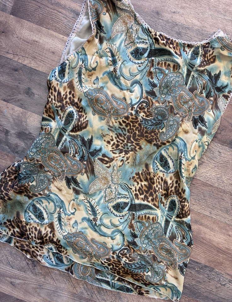Vintage Mesh Lace Tank Top Paisley Leopard Hippie Boho Whimsical Y2K ...