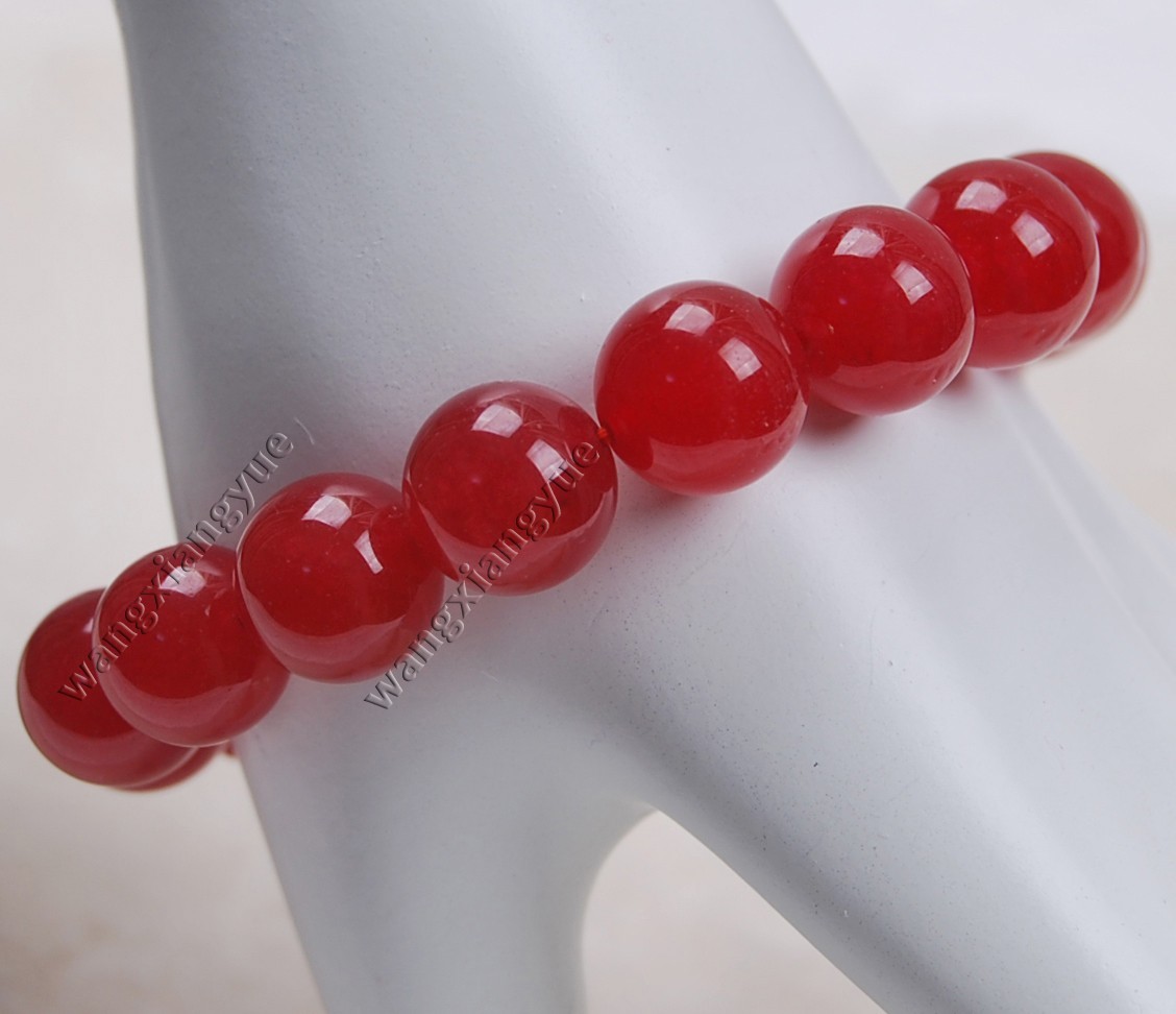 10mm Red Ruby Gems Round Beads Stretchy Bangle Bracelet AAA 8" | eBay