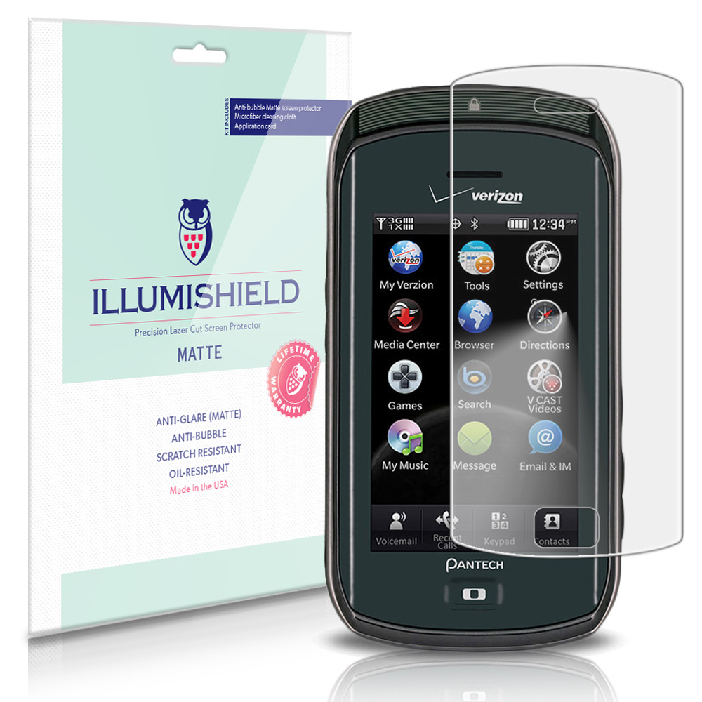 iLLumiShield Matte Screen Protector w Anti-Glare/Print 3x for Pantech ...
