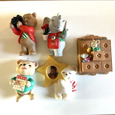 1990's Hallmark Lot of Ornaments dad,teacher,sister,bingo,gardening | eBay