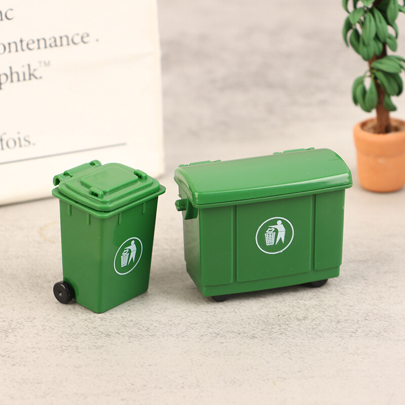 1Set 1:12 Dollhouse Miniature Trash Can Sanitation Trash Can Trash Bin ...