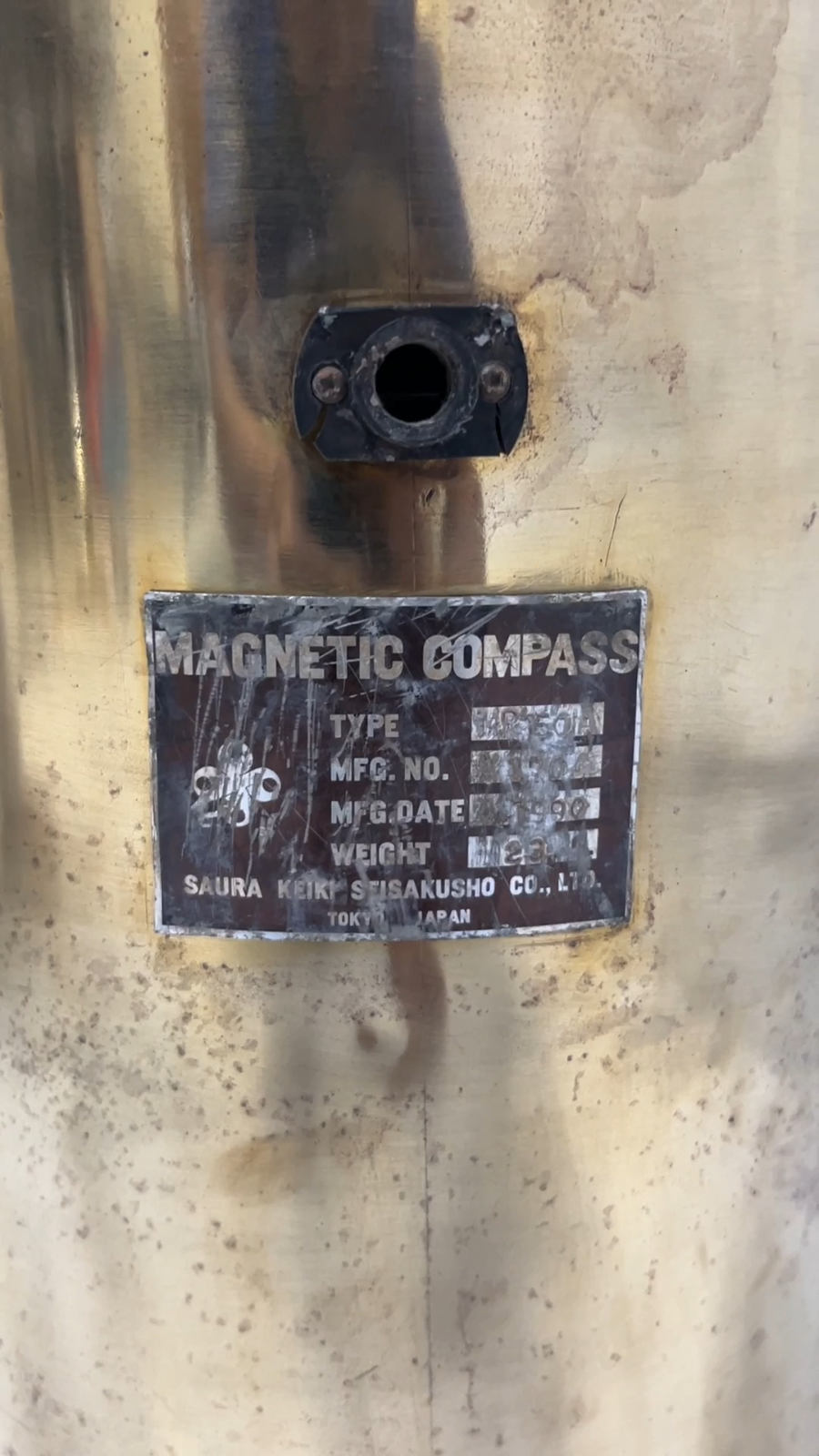 Vintage Saura Keiki Seisakusho Brass Giant Magnetic Binnacle Compass ...