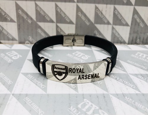 ARSENAL FC Wristband Stainless Steel Silicone Bracelet Fits All Age ...