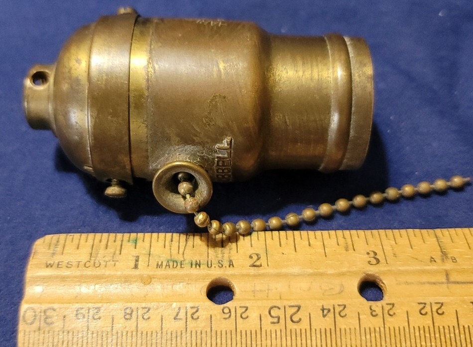 ANTIQUE HARVEY HUBBELL BRASS SOCKET ACORN PULL CHAIN Possibly for ...