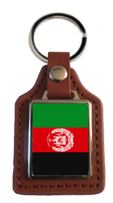 Afghanistan Brown Leather Square Key Fob In A Velvet Gift Bag | eBay UK