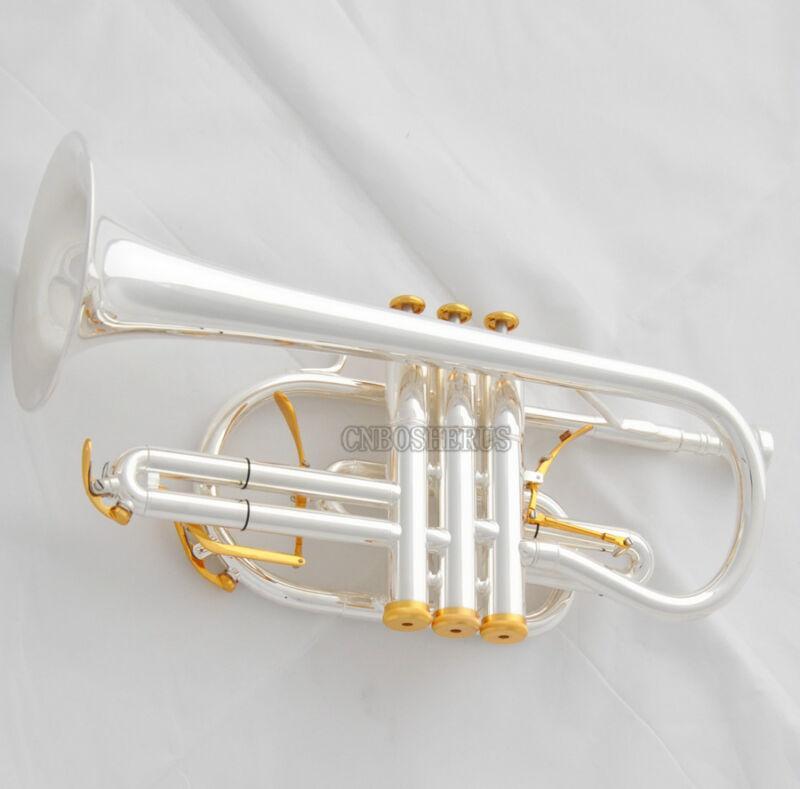 High Grade Silver Gold plated Cornet Bb Keys Double Triggers Trumpet ...