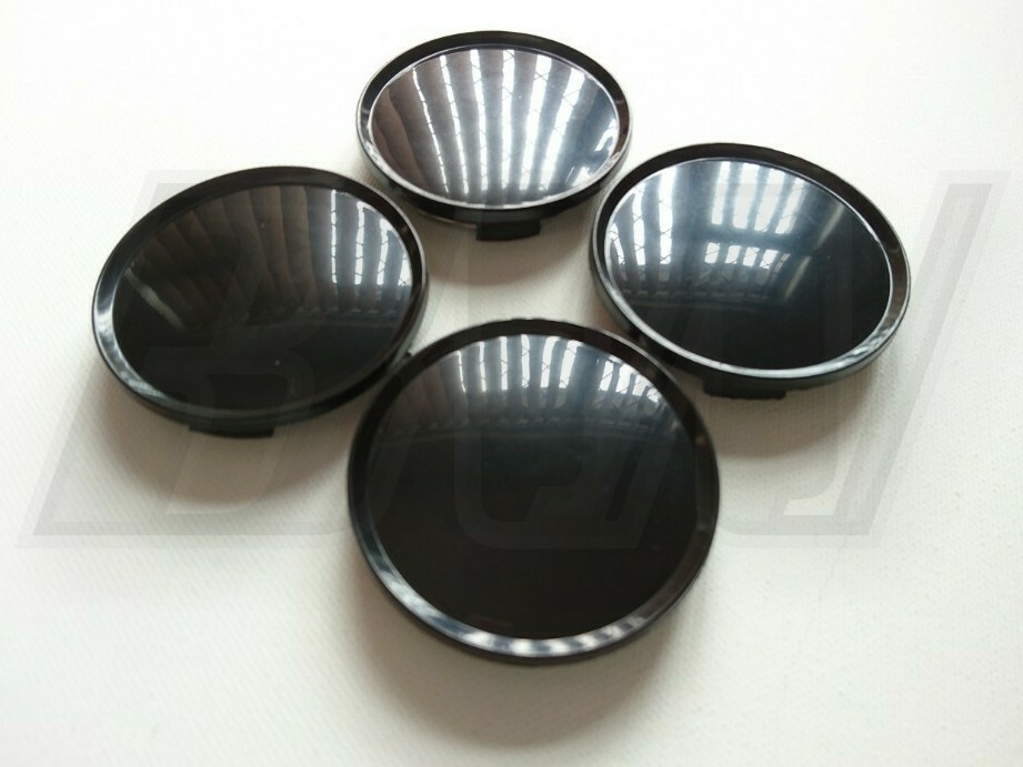 63MM CENTRE CAPS GLOSS BLACK FINISH UNIVERSAL FIT 56mm FACE ALLOY WHEEL ...