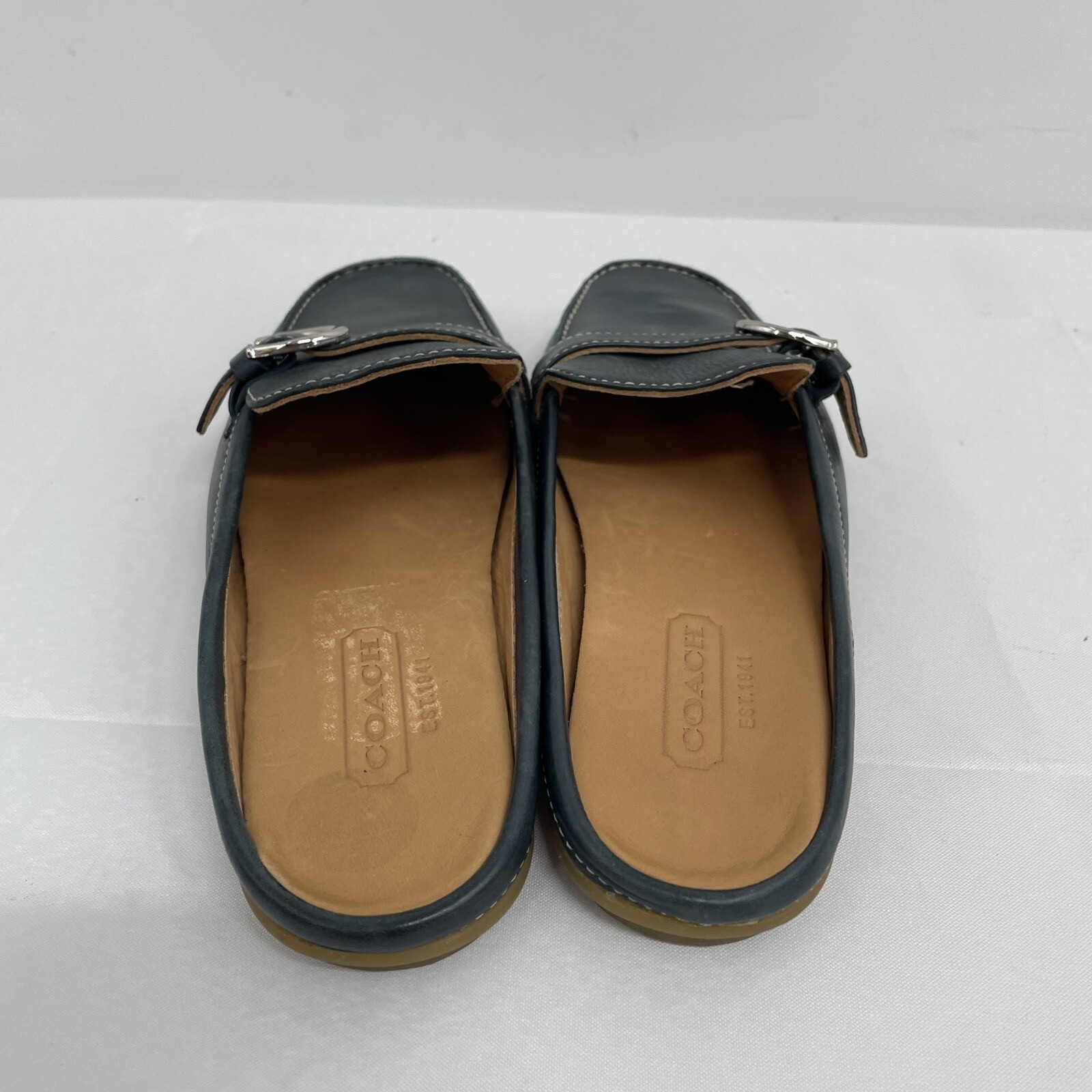 Coach lange leather Slide Mule Shoes Size 6M Blue - Gem