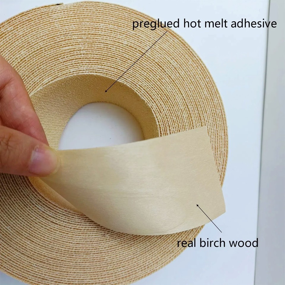 Birch 3''×26' Wood Veneer Edge Banding Roll, Pre-glued Edge Plywood ...