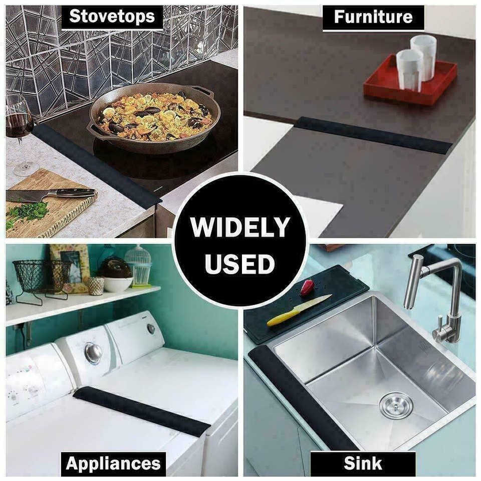 2Pcs Kitchen Silicone Stove Counter Gap Cover Oven Guard Spill Seal ...