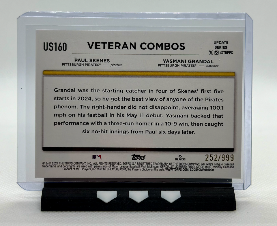2024 Topps Update Veteran Combos Paul Skenes RC / Yasmani Grandal Blue ...