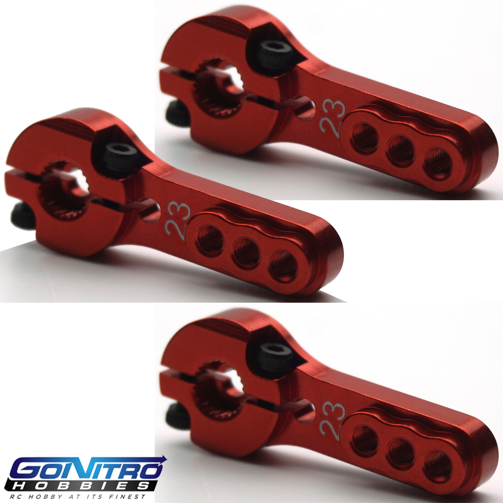 Go Nitro Hobbies 23T 3 Hole Alum. Heavy Duty Servo Arm 3 Red JR ...