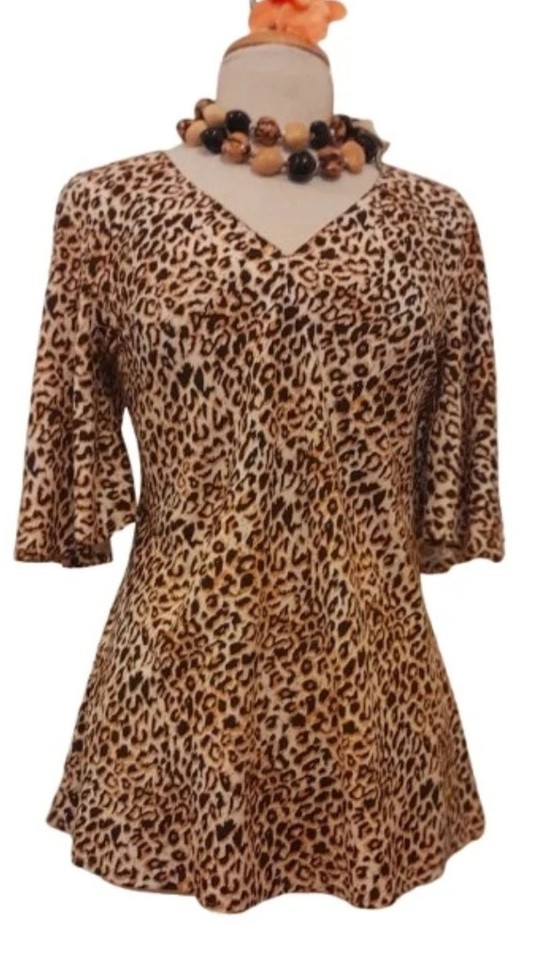 womens tops and blouses With Bell Sleeve, Size 2XL, Leopard Print. | eBay