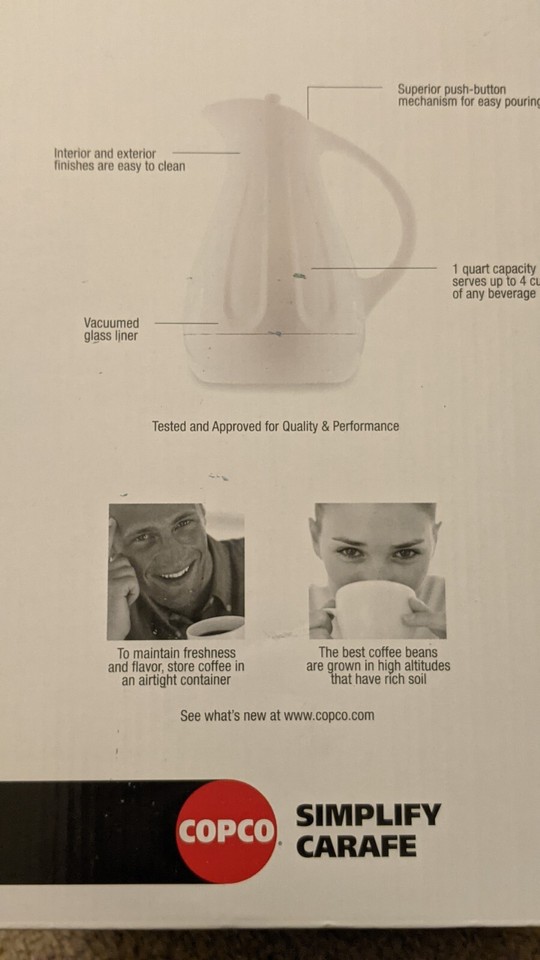 NEW in BOX Copco Chloe Insulated Thermal Carafe White 1 Quart | eBay