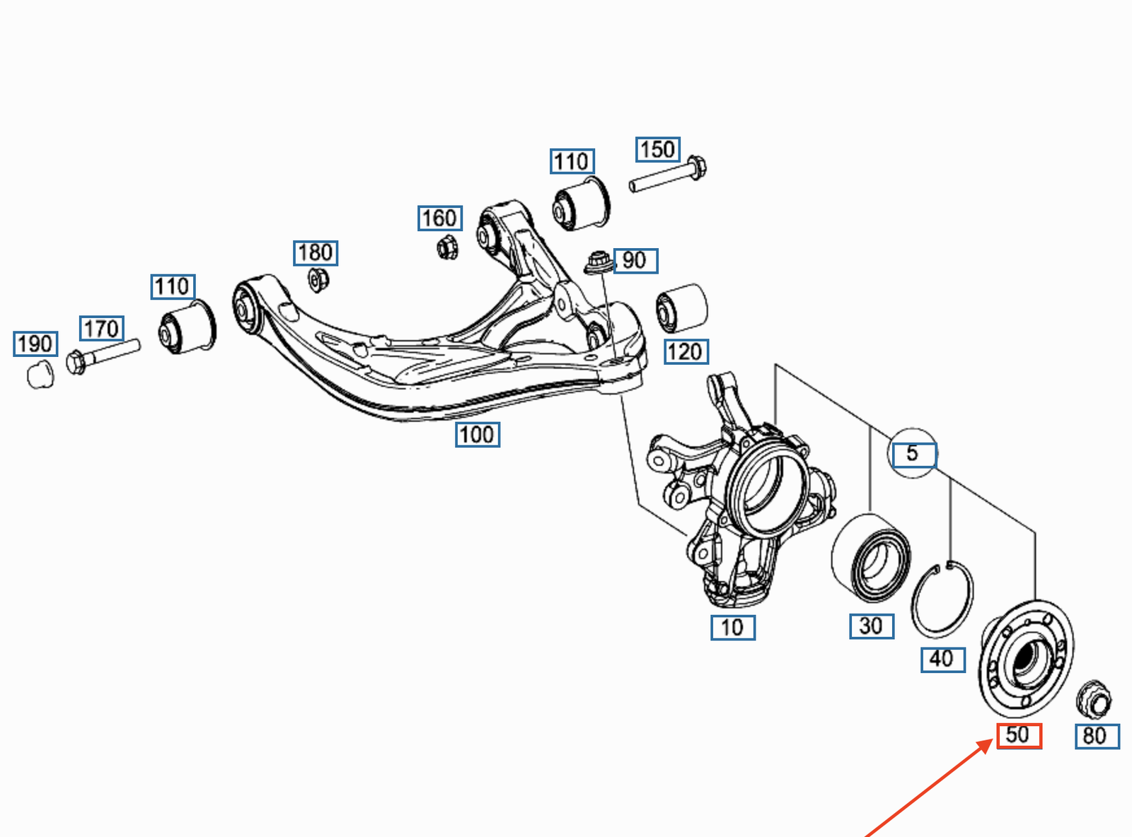 MERCEDES-BENZ ML W166 Rear Wheel Bearing Flange Hub A1663570900 NEW ...