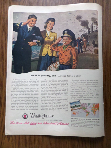 1944 Westinghouse Ad WW II Merchant Navy Marine Proud Heritage Family ...