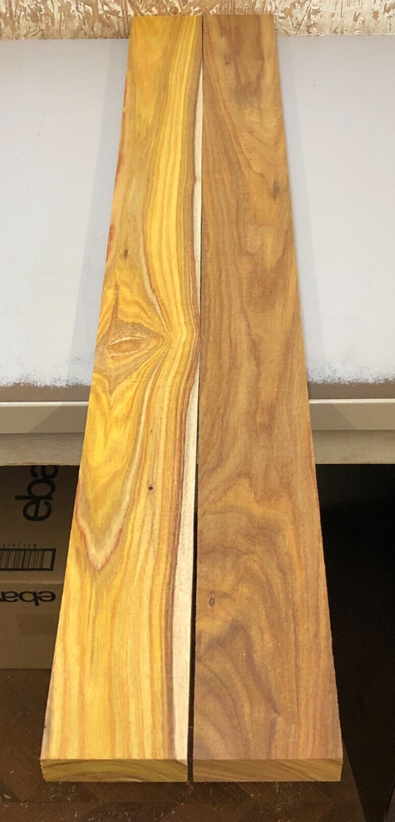 CL2) 2 pieces Canarywood Lumber (36" x 3") Board 7/8" thick Kiln Dried ...