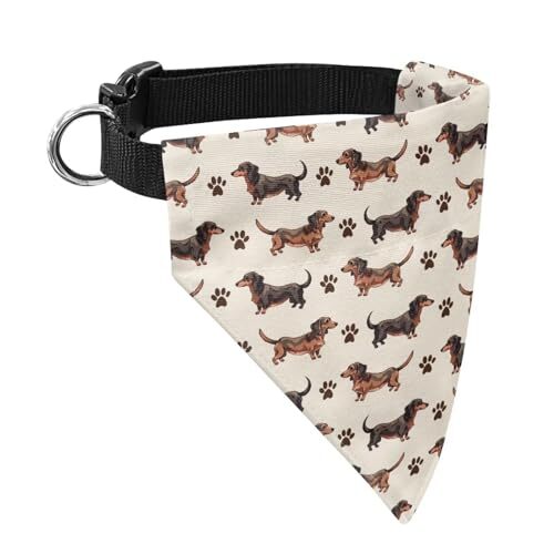 Dachshund Print Dogs Cats Kerchief Bibs Paw Print Dog Bandana Collar ...