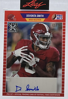 💥DEVONTA SMITH AUTO ROOKIE💥2021 LEAF PRO SET AUTO ROOKIE💥XRC LE #/99🔥🔥🔥 ...