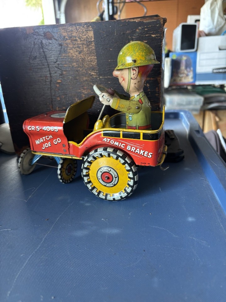 1940’s G.I. Joe And His Jouncing Jeep Tin Litho Wind Up Toy! Vintage ...