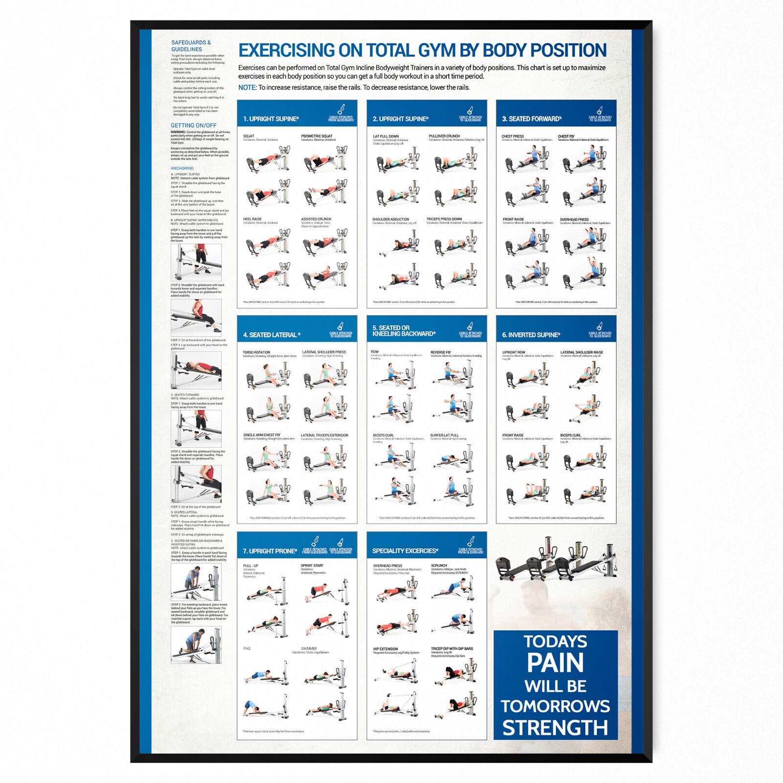 TOTAL GYM WORKOUT POSTER Exercise TRAINING Chart Fitness Poster Print ...