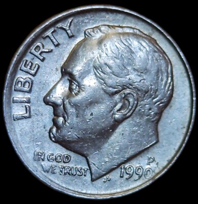 Rare 1990 P Roosevelt Dime W/ Rim Error , Double Die Obverse and ...