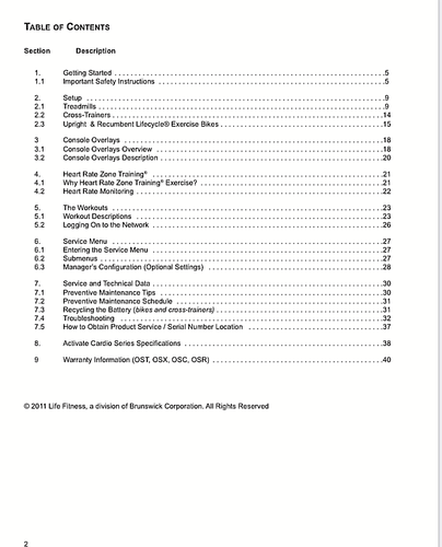 Lifefitness Activate Cardio OST, OSX, OSC, OSR Quality Reprint ...