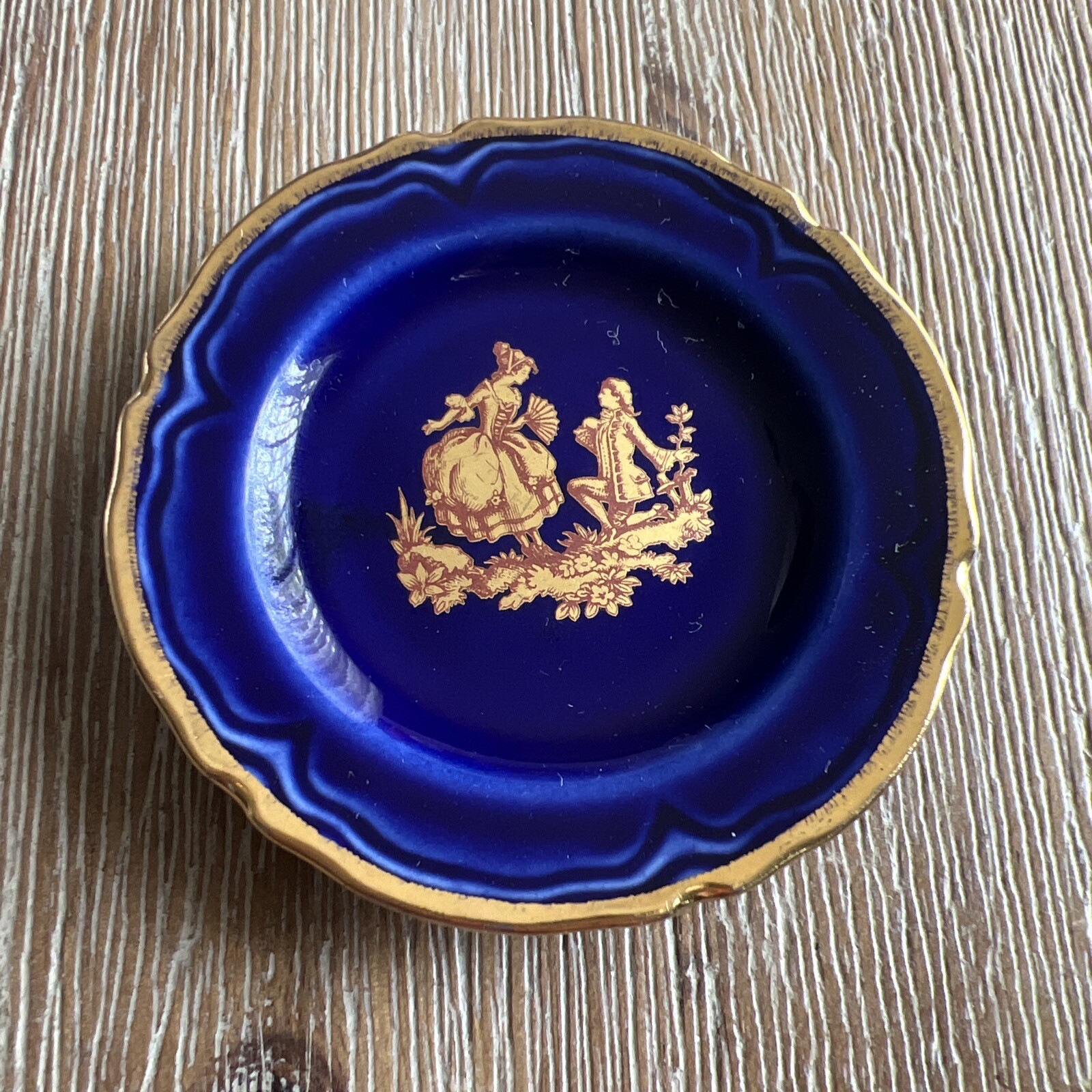 Limoges France Cobalt Blue Gold Miniature Porcelain Courting Couple ...
