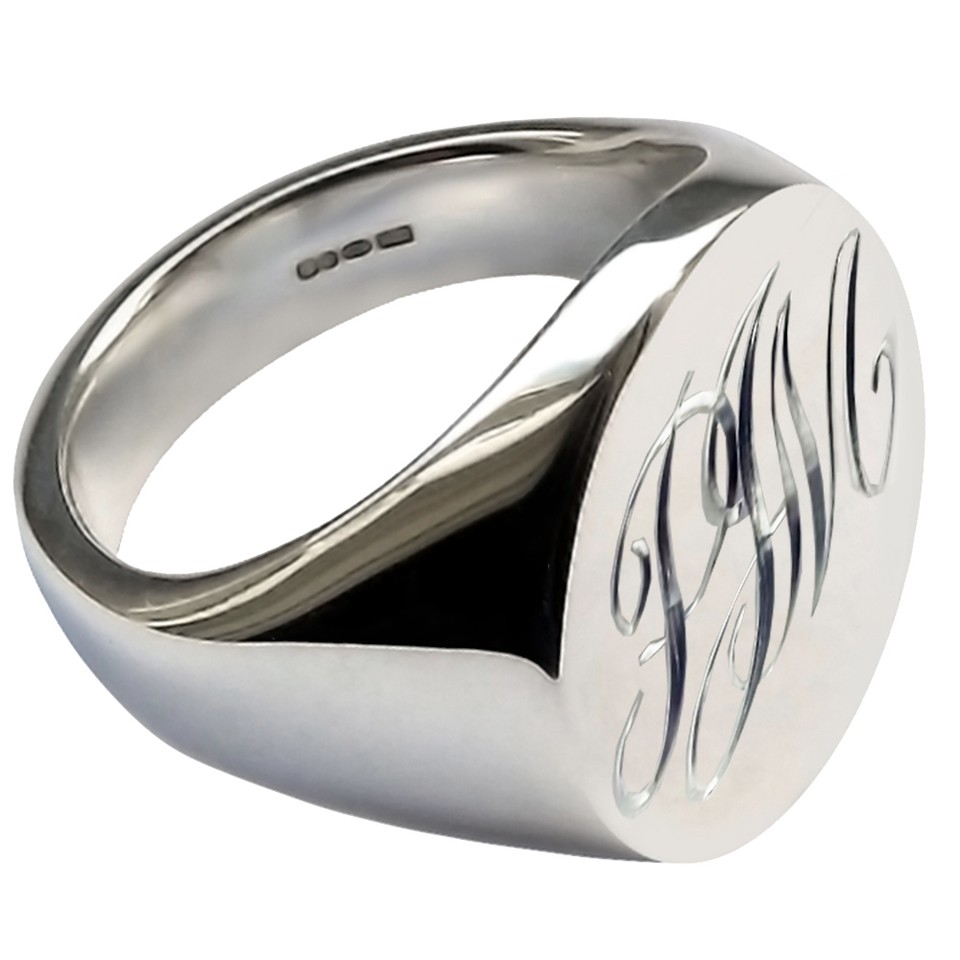 NEW Initials Engraved 925 Solid Sterling Silver Oval Signet Rings UK ...